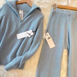 ALO Yoga | Pants & Jumpsuits | Alo Waffle Knit Suit Stunning Blue ...